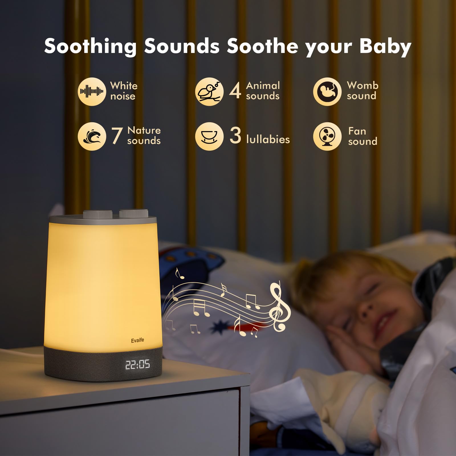 Baby Sleep Sound Machine Maker Okay to Wake White Noise Hushh Soother Trainer, Night Light Speaker with Alarm Clock, App Control, Timer Nursery Toddler Registry Kid Adult Bedroom Decor Home Essential