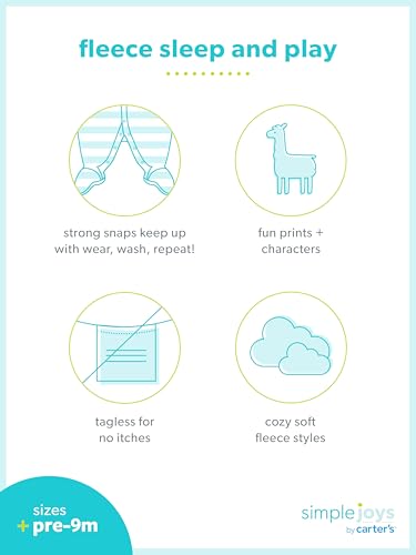 Simple Joys by Carter's Baby Boys' 2-Pack Cotton Sleep and Play, Blue Stripe/White Sharks, 3-6 Months