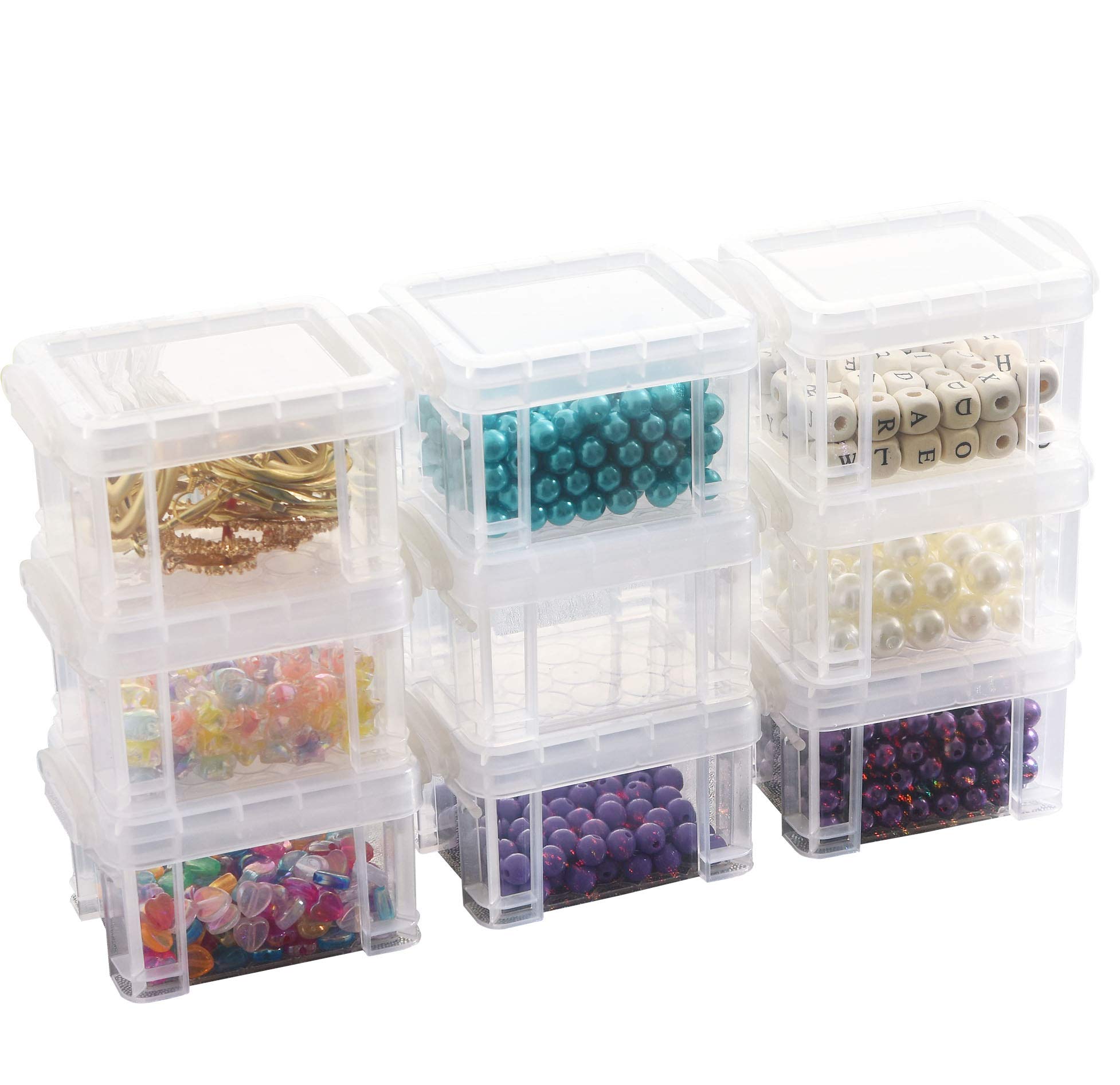 2Pack Small Plastic Clear Storage Box Containers with Lids, Small Bins (11.5x3.6x2.8 in)- Reusable&Stackable Craft Box, Small Items Accessories Storage Organizer for Toy Bricks,Mini Figure,Makeup Tool