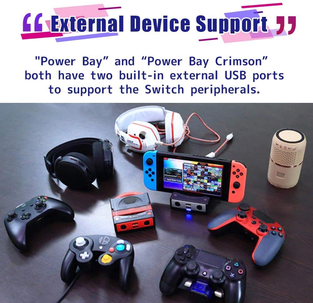Brook Power Bay Crimson - Portable and Fast Charging Dock Stand, Docking Station for NS Switch, Compatible with Switch and GC Controllers, Support HDMI Out Put