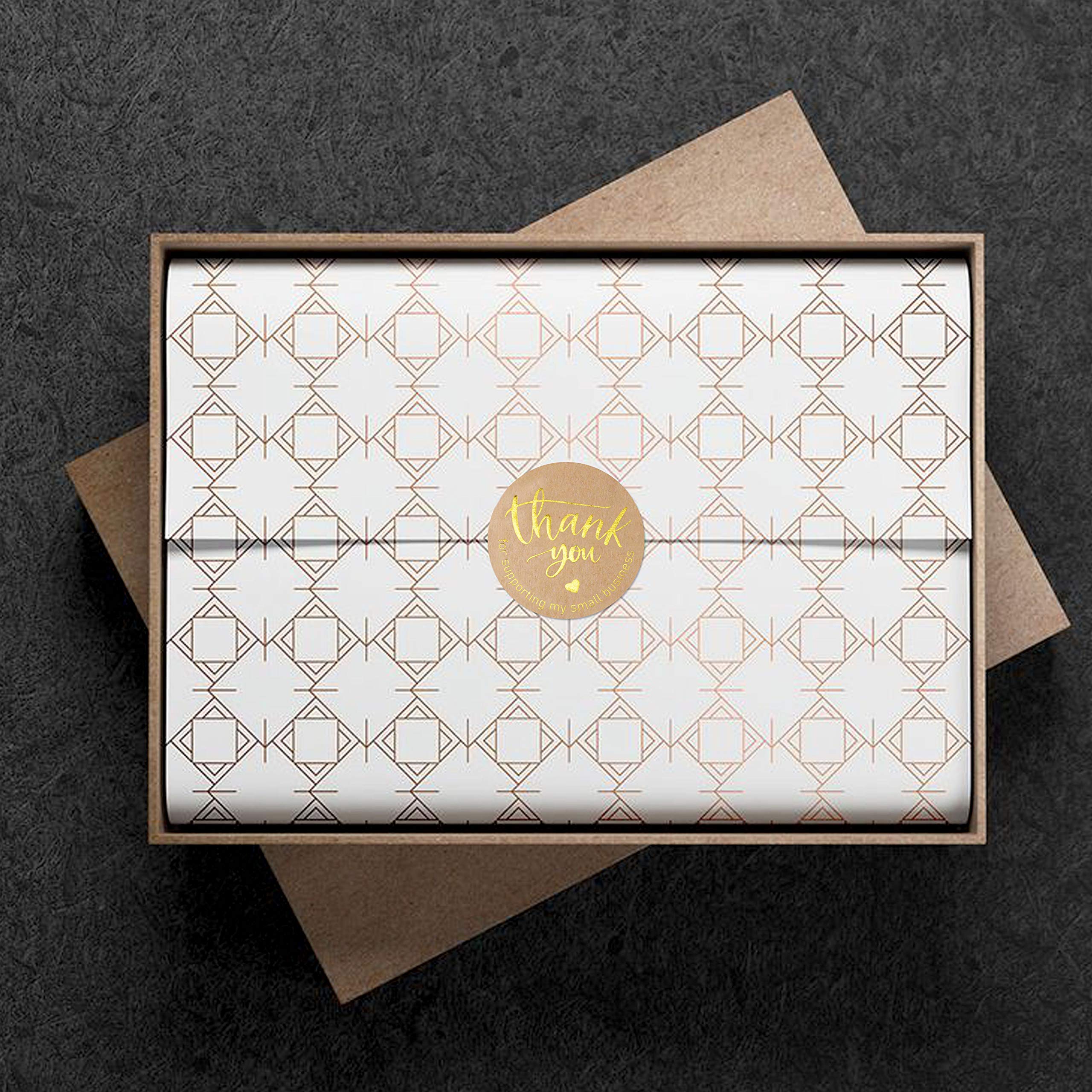 500 PCS Thank You Stickers Kraft Round with Perforation Line for Personal and Business Use (Each Measures 1.5" in Diameter)