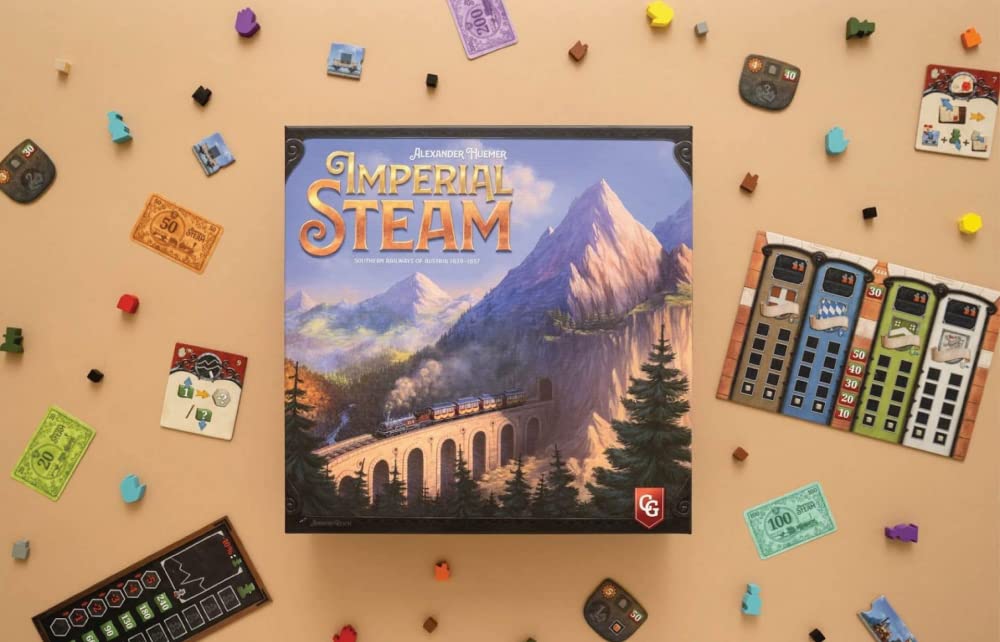 Capstone Games: Imperial Steam, Strategy Board Game, Plan, Build and Expand Your Railway Network, 2 to 5 Players, 120 Minute Play Time, Ages 15 and Up