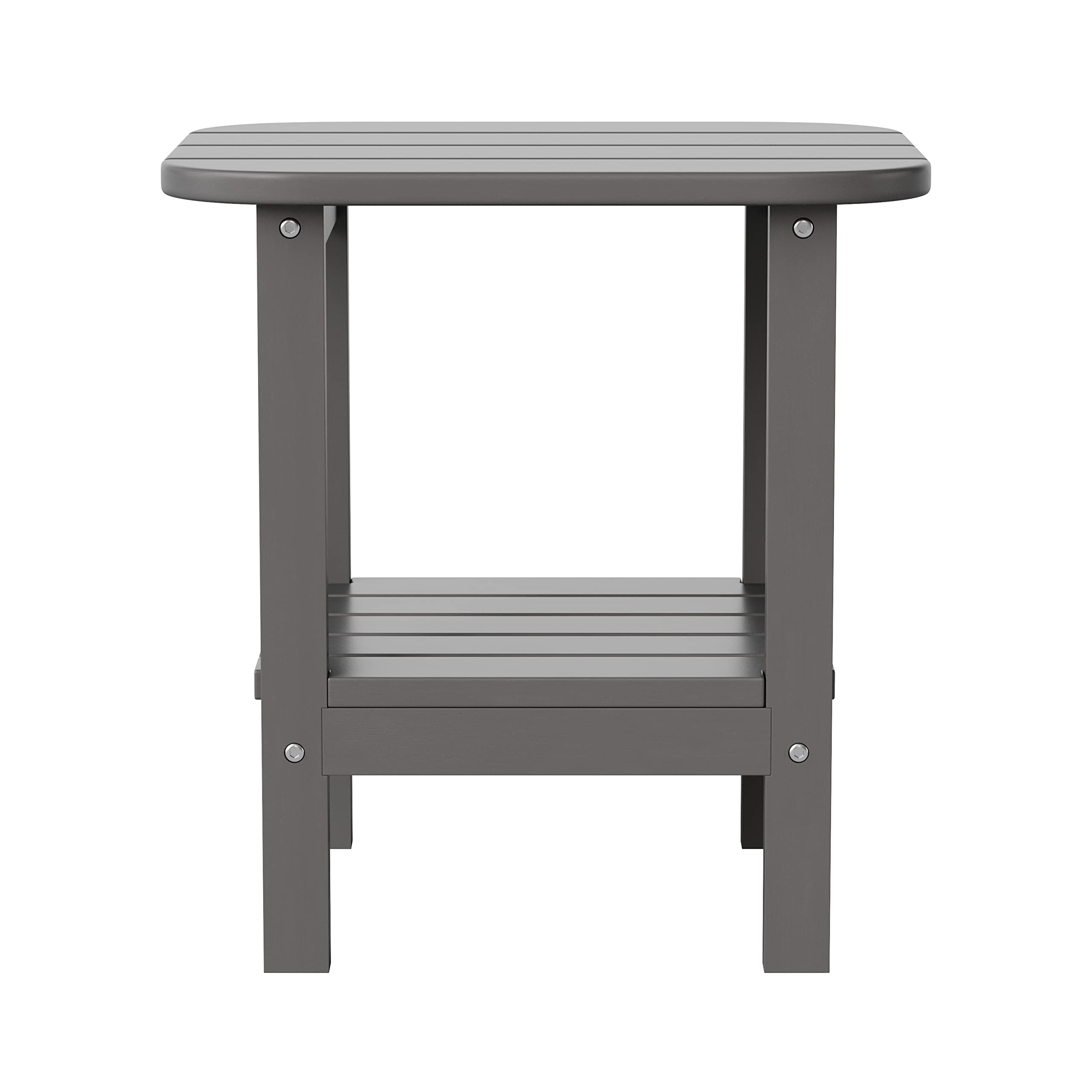 Flash Furniture Newport 2-Tier Adirondack Side Table - Recycled HDPE All-Weather Materials - Indoor/Outdoor - Gray