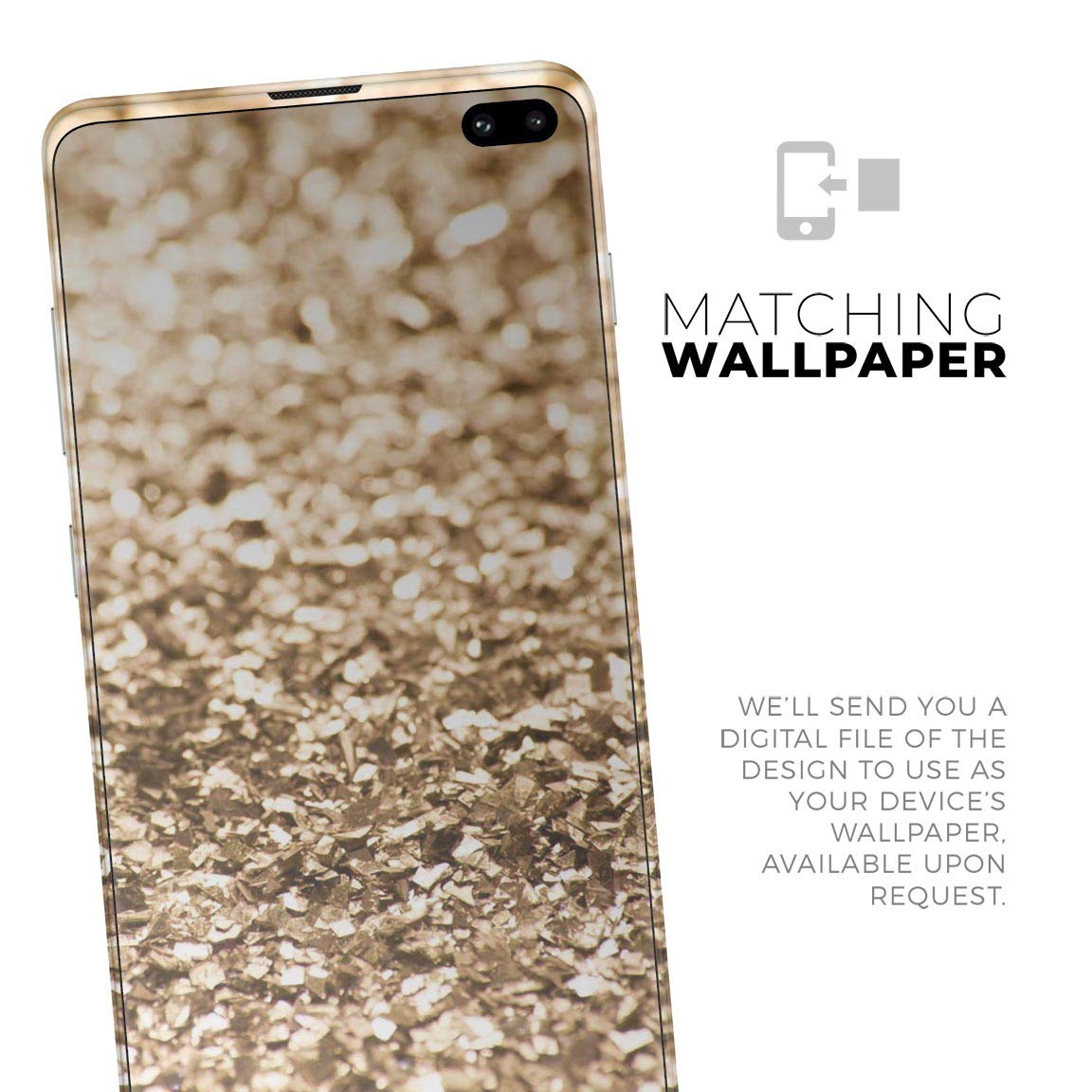 DesignSkinz Gold Glimmer V2 Protective Vinyl Decal Wrap Skin Cover Compatible with The Samsung Galaxy S20 (Screen Trim & Back Glass Skin)