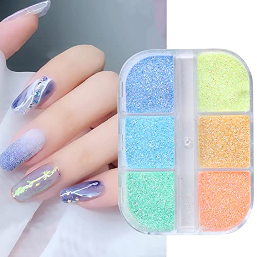 Dip Nail Remover 6 Grid/Set Nail Glitter Powder Glitter Nail Glitter Sugar Powder Irregular Particle Nail Styling Powder Set Nail Decoration Nail Glitter(B-A)