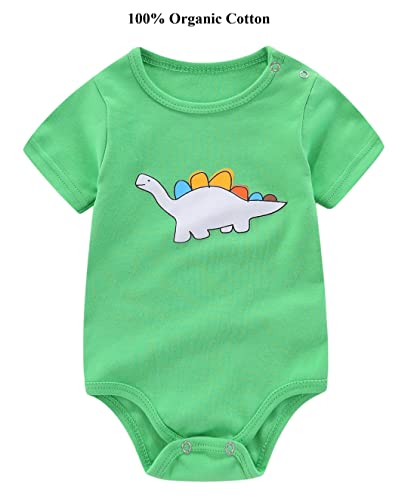 FLORNO Unisex Baby Bodysuits 5-Pack Baby Short Sleeve Bodysuits Onesies Bodysuit Short-Sleeve Bodysuits0 Organic Cotton (9-12 Months)