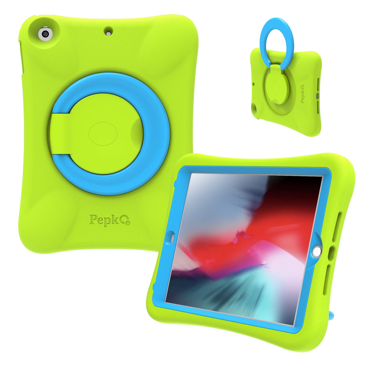 PEPKOO Kids Case for iPad 9.7 2017/2018 - Lightweight Shockproof Handle Stand Rugged Cover for Apple iPad 6th Generation/5th Gen/Air/Air 2 (Green)