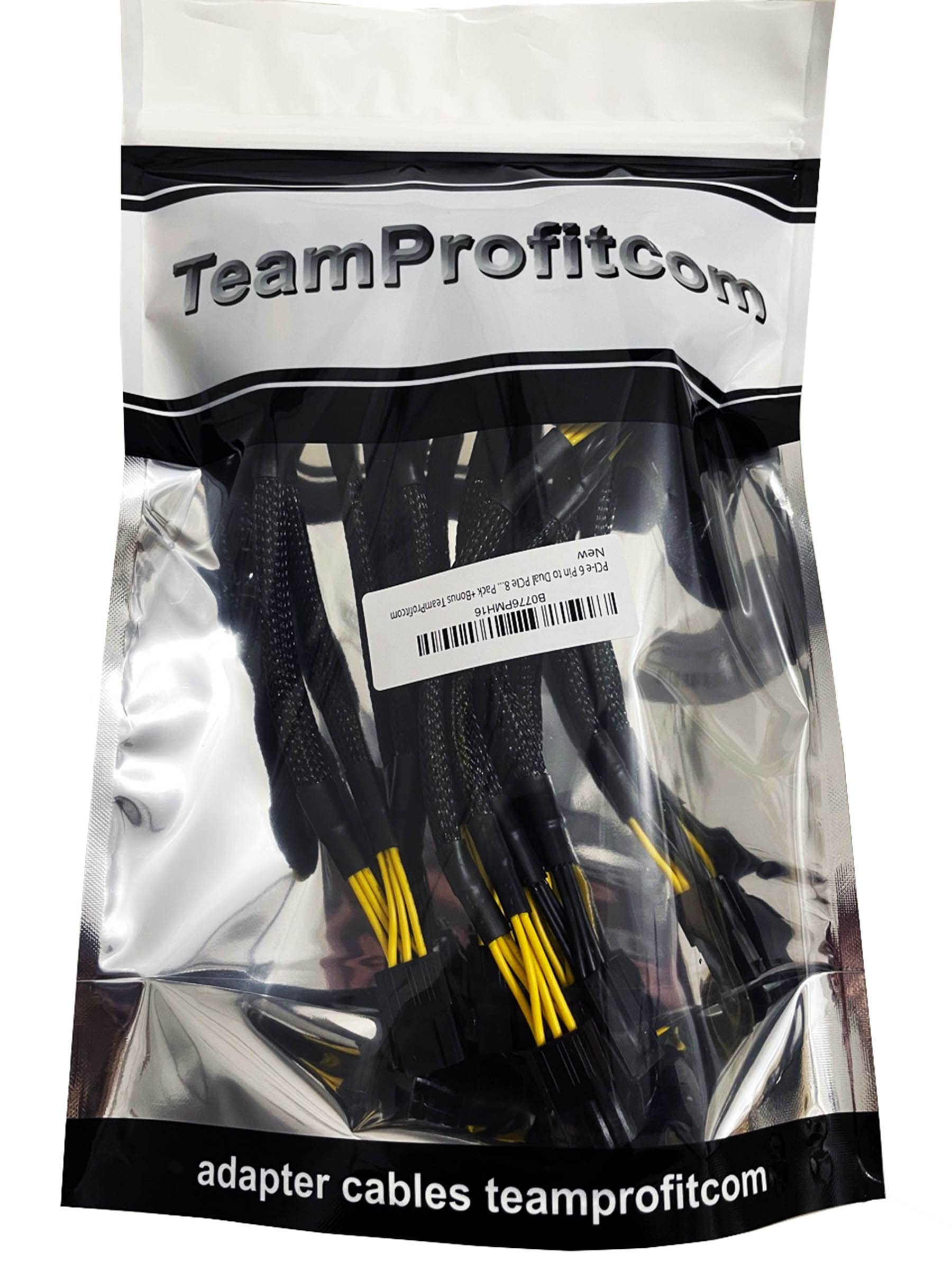 TeamProfitcom PCI-e 6 Pin to Dual PCIe 8(6+2) Pin Graphics Card PCI Express Power Adapter GPU VGA Y-Splitter Extension Cable Mining Video Card Sleeved Power Splitter 9 inches 18 AWG 6 Pack + Bonus