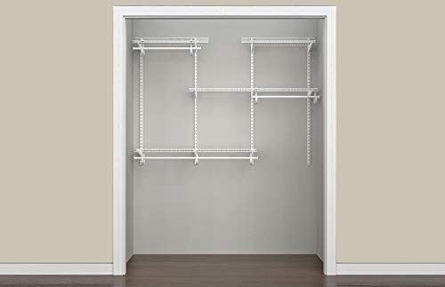 ClosetMaid ShelfTrack Wire Closet Organizer System, Adjustable from 4 to 6 Ft., With Shelves, Clothes Rods, Hardware, Durable Steel, White