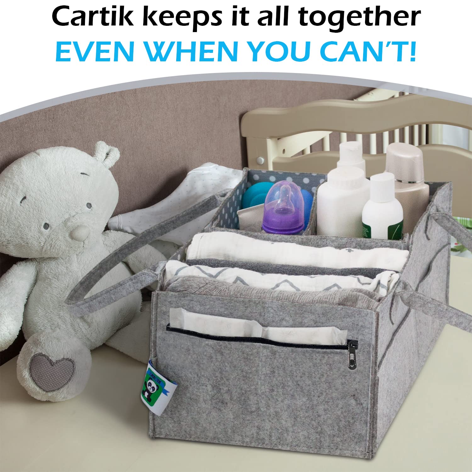 Baby Diaper Caddy Organizer – Nursery Basket with Convenient Leather Handles – Durable, Portable Changing Table Diaper Storage (2 Pack)