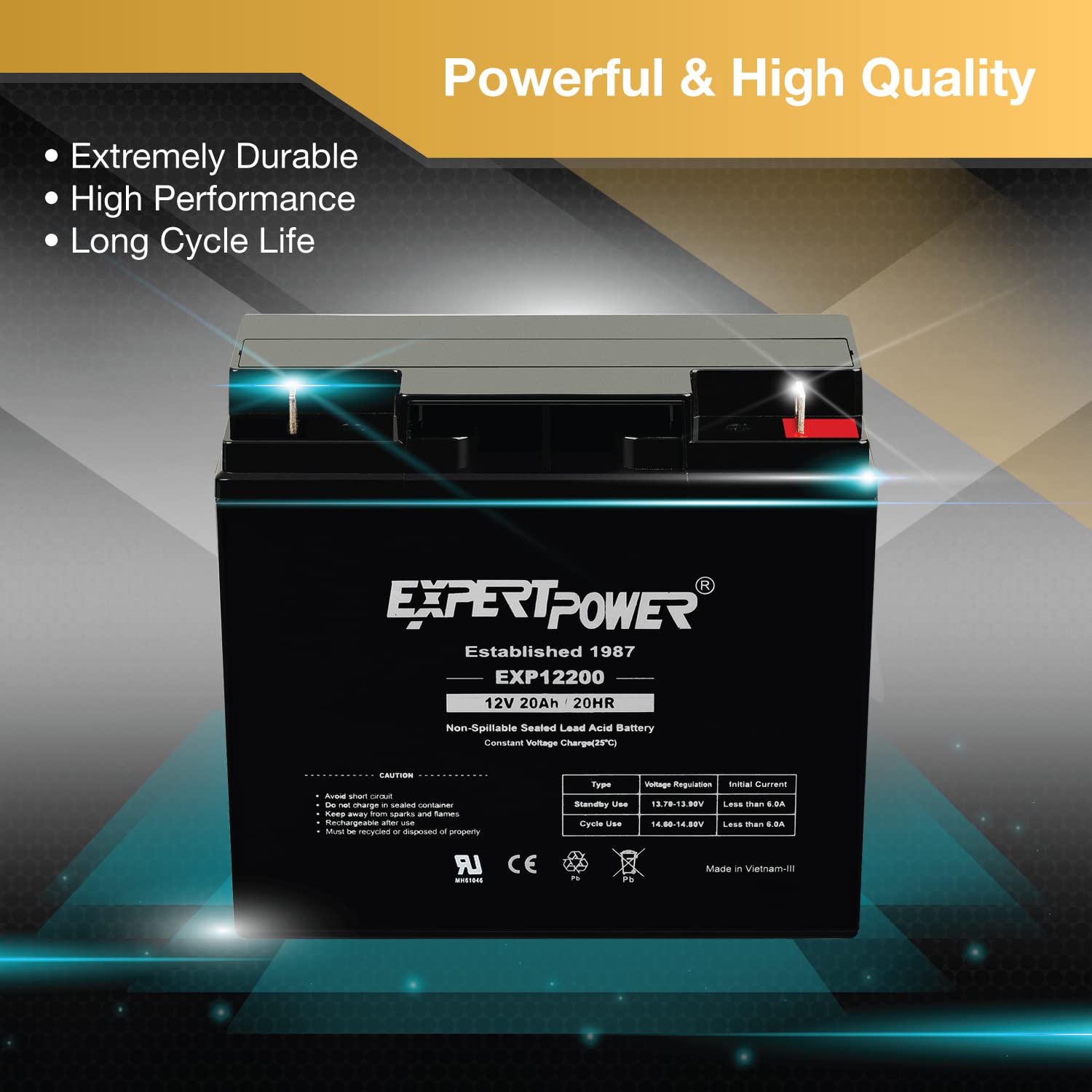 ExpertPower (4 Pack) 12 Volt 20 Ah Rechargeable Battery [EXP12200]