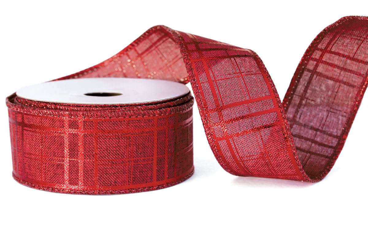 Wired Christmas Ribbon for Tree Plaid Ribbons Set Burlap Xmas Thick 2.5 Inch 4 Rolls 24 Yards for Decorating Trees Gift Wrapping Wreaths Bows Perfect for Tree Topper Wreath Mailbox Staircases