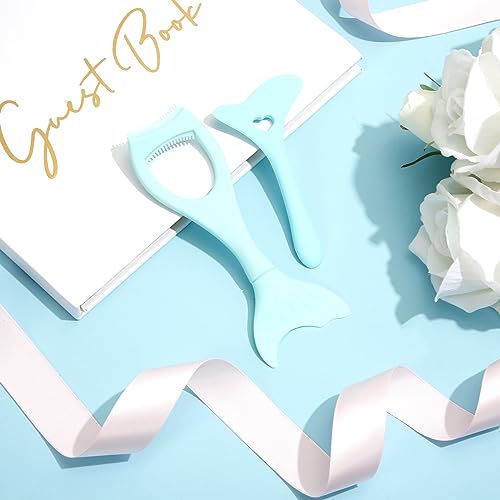 2pcs Eyeliner Stencils & Mascara Shield Applicator, Silicone Mascara Guard Lash Buddy Multifunctional Eyeliner Guide Tool Reusable Eyeliner Helper Tool for Eyeliner Eyelashes Eye Makeup (Blue)