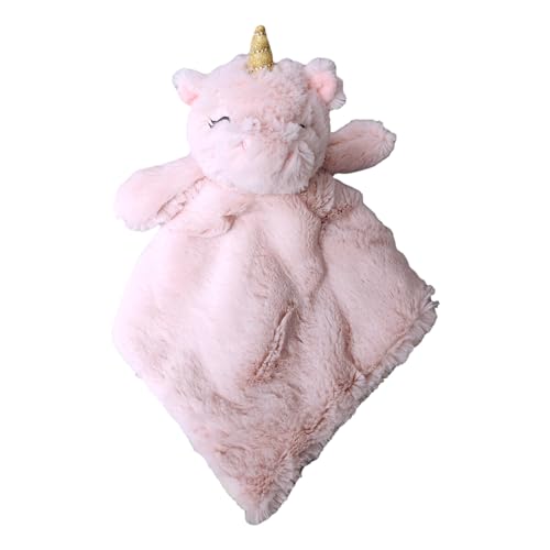 SONA G DESIGNS Unicorn Lovey Lovie Security Blanket with Rattle -Can be Custom Personalized (Pink Unicorn with Embroidered Name)
