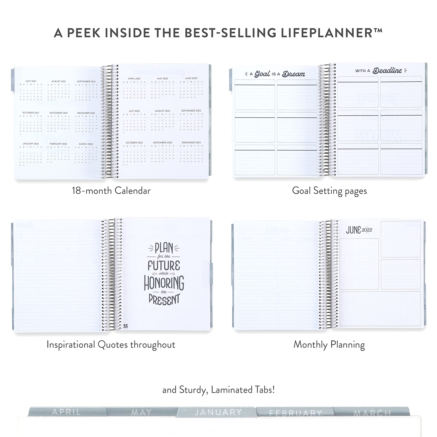 7” x 9” 12 Month Spiral Bound Life Planner ( Jan 2022 – Dec 2022 ) – Lavender Vegan Leather Cover + Just My Type Neutral Interior Pages. Horizontal Weekly and Monthly Agenda by Erin Condren