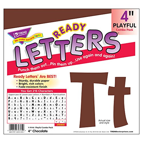 Chocolate Brown 4-Inch Playful Uppercase/Lowercase Combo Pack (English/Spanish) Ready LettersĀ®