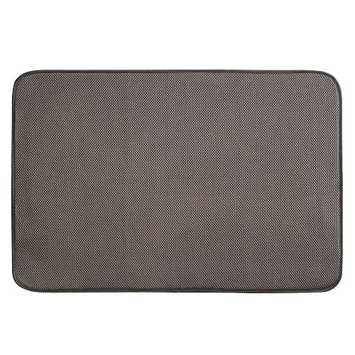 iDesign iDry Absorbent Kitchen Countertop Dish Drying Mat - 24" x 18", Mocha/Ivory