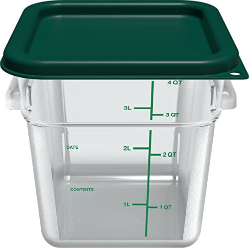 Carlisle FoodService Products CFS Squares Plastic Food Storage Container, 4 Quarts, Clear