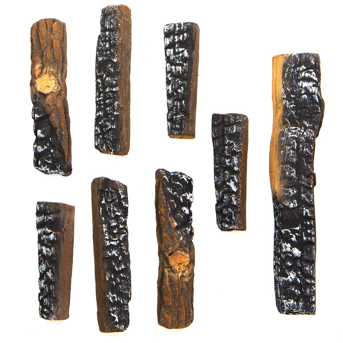 Barton 10-Pieces Ceramic Logs Set Gas Vented Fireplace Realistic Fire Log Stackable Logs Fire Place Fire Pit Insert Fireplace (10pcs) Wood Logs
