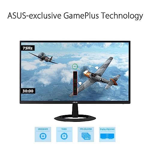 ASUS 22β (21.45β viewable) 1080P Eye Care Monitor (VZ22EHE) - Full HD, IPS, 75Hz, 1ms (MPRT), Adaptive-Sync, HDMI, Low Blue Light, Flicker Free, HDMI, VGA, Ultra-Slim,Black