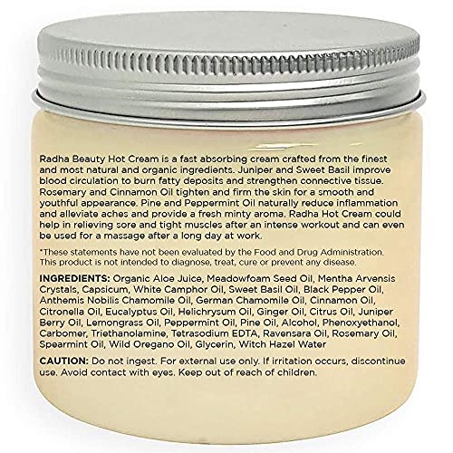 Radha Beauty Hot Cream - 100% Natural Thermogenic Cream, Increase Sweat and Shed Excess Water During Exercise. for Men and Women - Deep Tissue Massage Muscle Relaxer