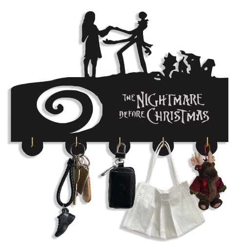 The Nightmare Before Christmas Key Hooks-Wall Hooks Heavy Duty 20LB(Max),Wall Décor,Wood Coat Hooks, Key Holder,Key Hanger for Wall、Entryway and Kitchen