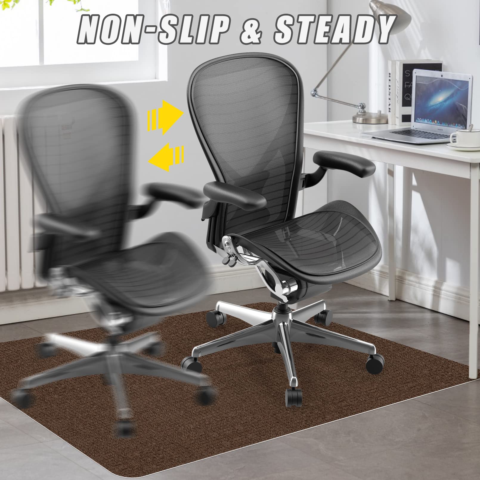 2Pcs Office Chair Mat for Hardwood & Tile Floor, 48 "x36 Computer Desk Chair Mat, Home Floor Protector Mat, Under Desk Low-Pile Rug, Anti-Slip, Easy to Clean (Coffee)