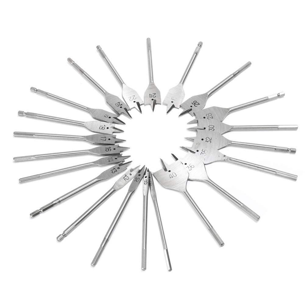 hwangli 6-40mm Flat Wood Drill Bits Carbon Steel Spade Hex Shank Cutter Carpenter Tool 18mm