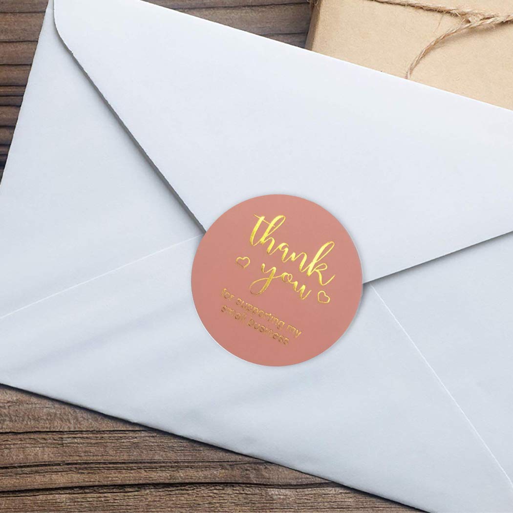 500PCS Thank You Sticker Labels,Thank You Stickers Roll,1.5" Thank You for Supporting My Small Business for Envelopes,Bubble Mailers and Gift Bags Packaging (C-06)