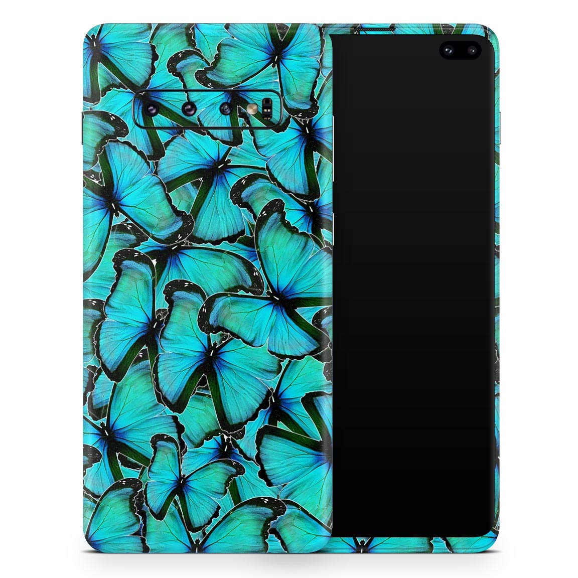 DesignSkinz Turquoise Butterfly Bundle Protective Vinyl Decal Wrap Skin Cover Compatible with The Samsung Galaxy S20 (Screen Trim & Back Glass Skin)