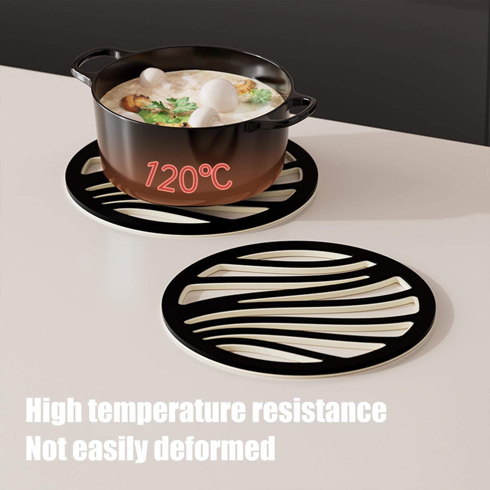 Silicone Trivet Mats 6pack, Wall Mounted Insulation Mat, Insulated Non-Slip Durable Kitchen Mats, Silicone Trivets for Hot Pots and Pans, Trivet Mats with Storage Rack (Square)