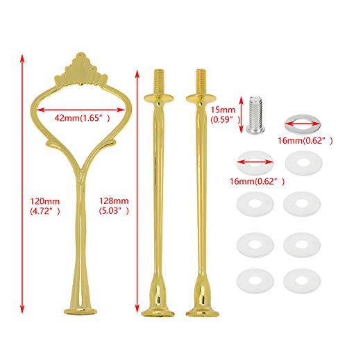 Quluxe 4 Sets 3 Tier Crown & Sunflower Cake Stand Fruit Cake Plate Handle Fitting Hardware Rod Stand Holder with Stylus for DIY Making Cupcake Serving Stand Decoration- Gold