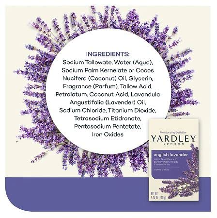 Yardley London English Lavender with Essential Oils Soap Bar, 4.25 oz Bar (Pack of 10)