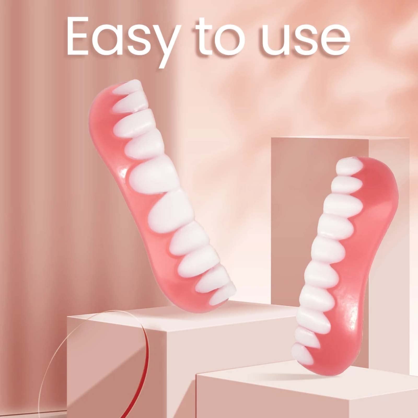 CHNLML Fake Teeth, Cosmetic Denture Veneers for Upper and Lower Jaw, Dental Veneers for Temporary Teeth Restoration, Nature and Comfortable, Protect Your Teeth - 2 Pcs