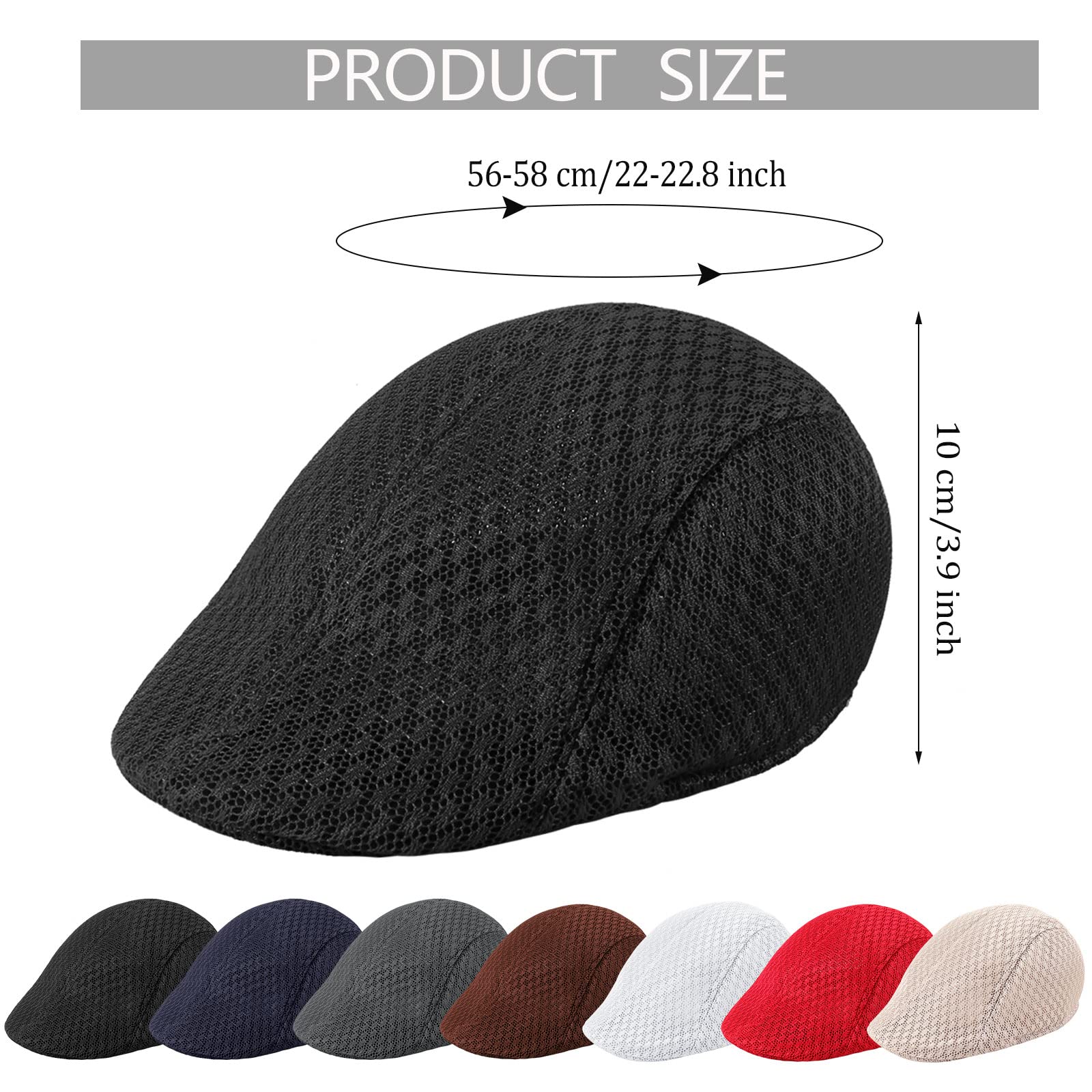 5 Pack Newsboy Hat for Men Mesh Summer Flat Cap Ivy Gatsby Cabbie Beret Cap Driving Hunting Hat with Elastic Sweatband (5Pack-Multicolor 1)