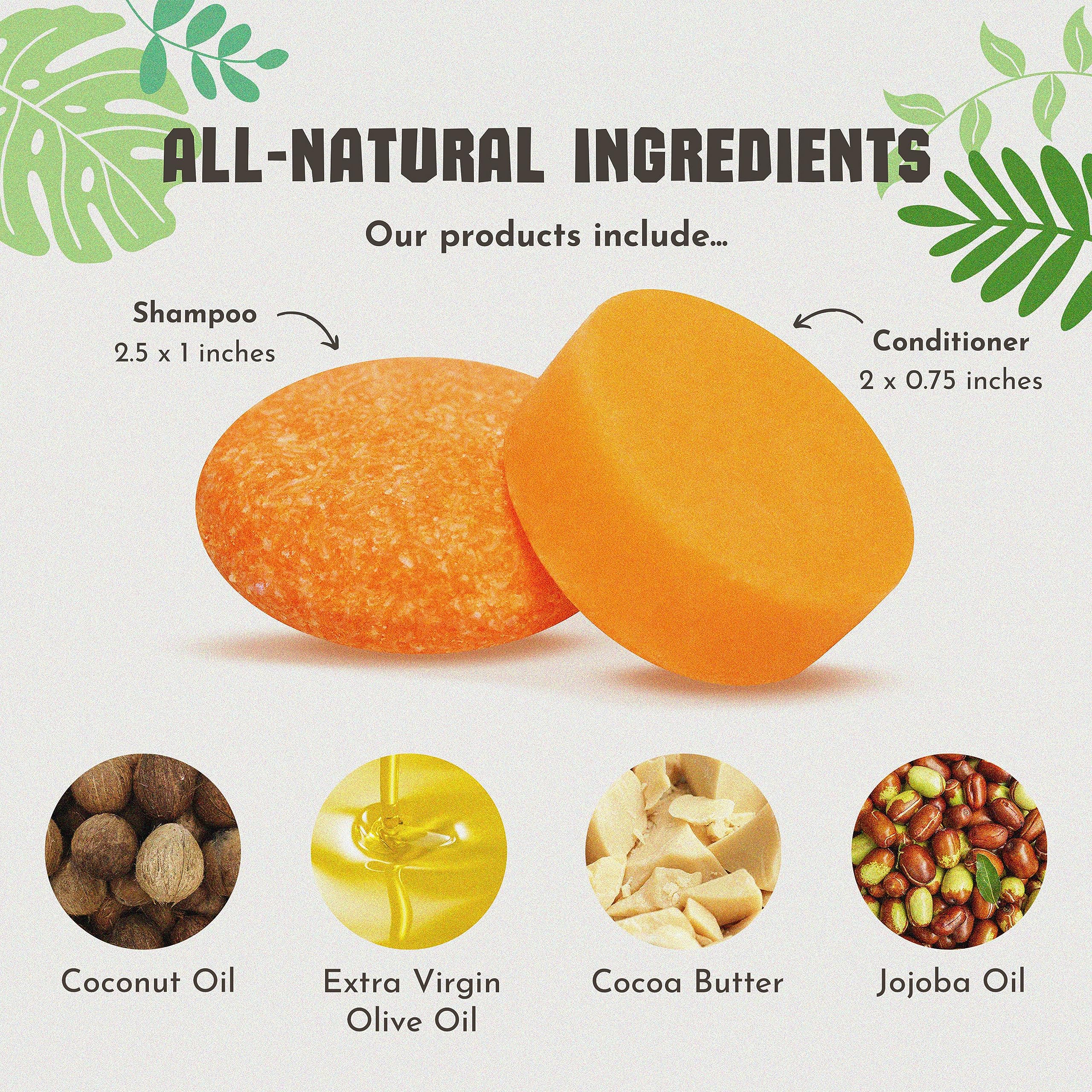 Wave Fresh Citrus Shampoo & Conditioner Bar Set - Natural & Organic Moisturizing Vegan Shampoo and Conditioner Bars for Women & Men - Long-Lasting (80-120 Uses)