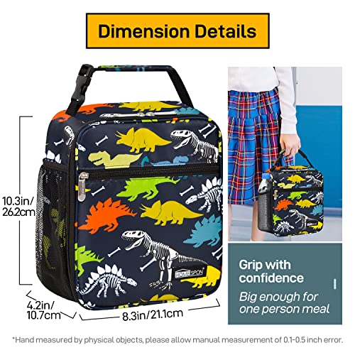 Buringer HOMESPON Reusable Lunch Bag Insulated Lunch Box Bento Cooler Tote with Front Pocket For Office/Outdoor (Color dinosaurs)