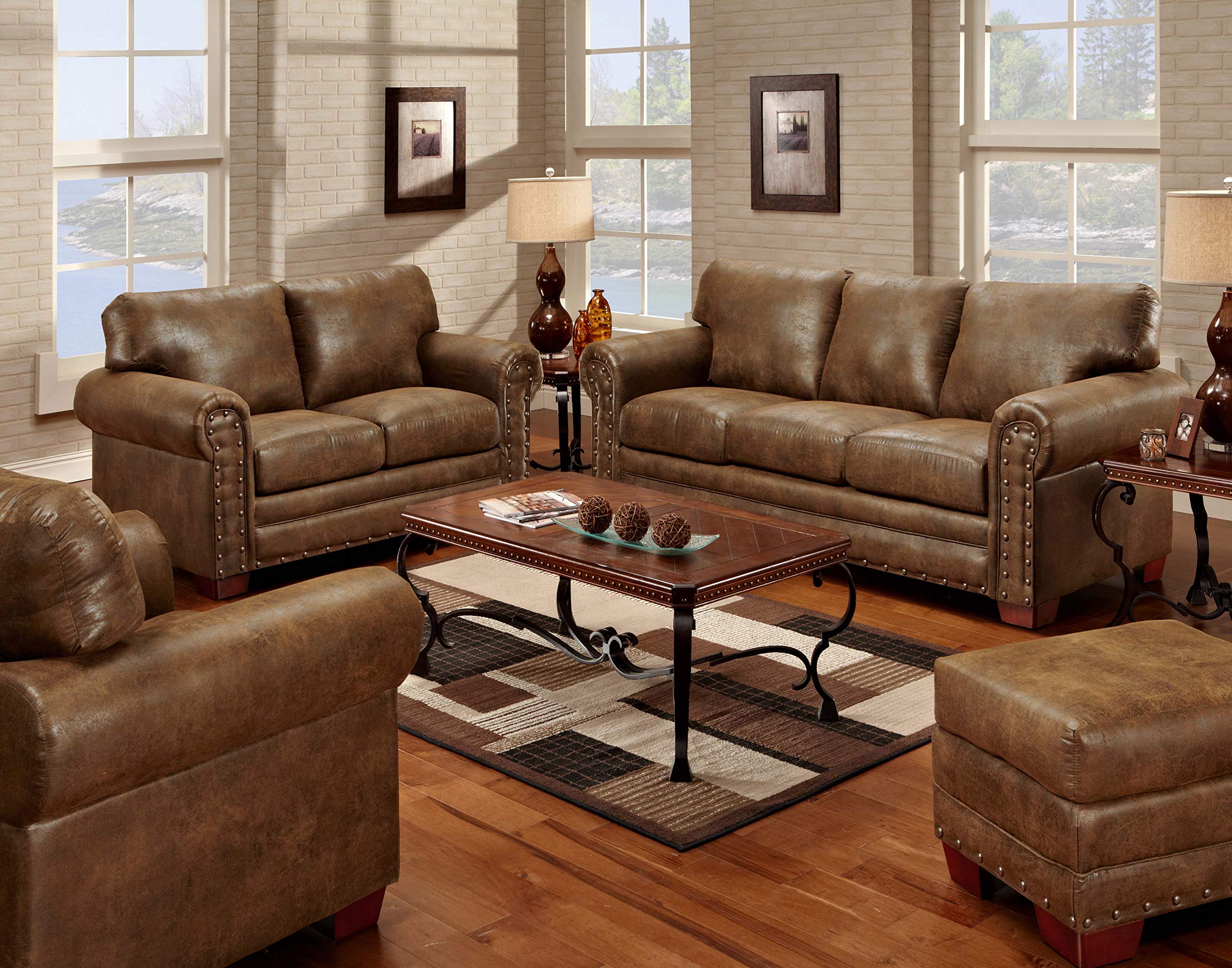 American Furniture Classics Model Buckskin Loveseat love seat Pinto Brown