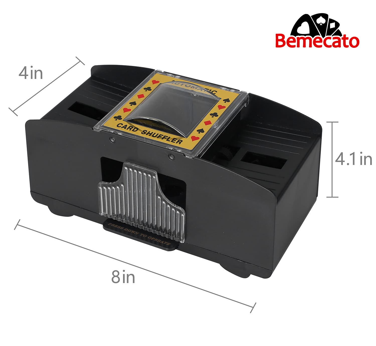 Bemecato Card Shuffler 1-2 Deck, Automatic Electric Playing Card Shuffler, Battery Operated Poker UNO Shuffling Machine, for Family Party Games