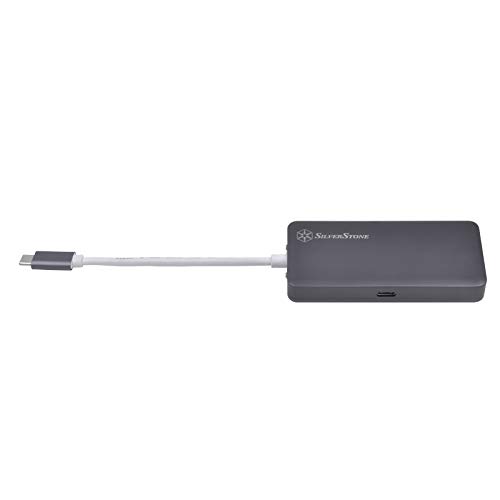 Silverstone SST-EP14C - USB 3.1 Type-C Gen1 to HDMI (res. up to 4096 x 2160 @ 30Hz), 3X USB 3.1 Gen 1 Type-A, 1x USB 3.1 Gen 1 Type-C (PD 2.0 Charging), Charcoal