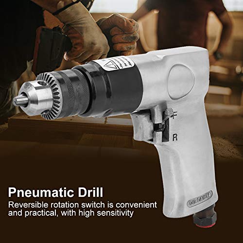 Air Drill 3/8,3/8Pneumatic Drill, 1700rpm 10mm High-speed CW/CCW Reversible Air Drill Pneumatic Drilling Tool for Furniture, Hardware, Machinery Production