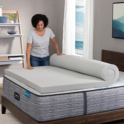 Beautyrest Black Diamond Cooling, Pressure-Relieving Memory Foam Mattress Topper, King, 3-Inch, Grey
