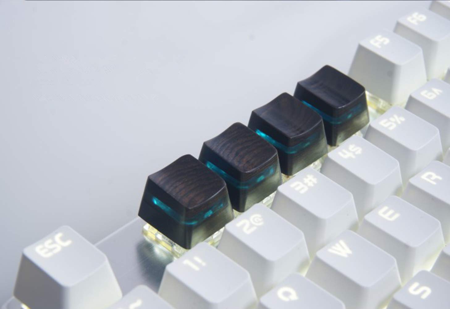 Handmade R4/ECS Keycap Resin Solid Wood Shine Through Backlit Key Cap OEM Profile for Cherry MX Mechanical Keyboard Gaming Replacement (Ebony)