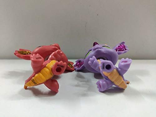 2pcs/Lot Littlest pet Shop Rare Lps Red & Purple Sparkle Glitter Dragon