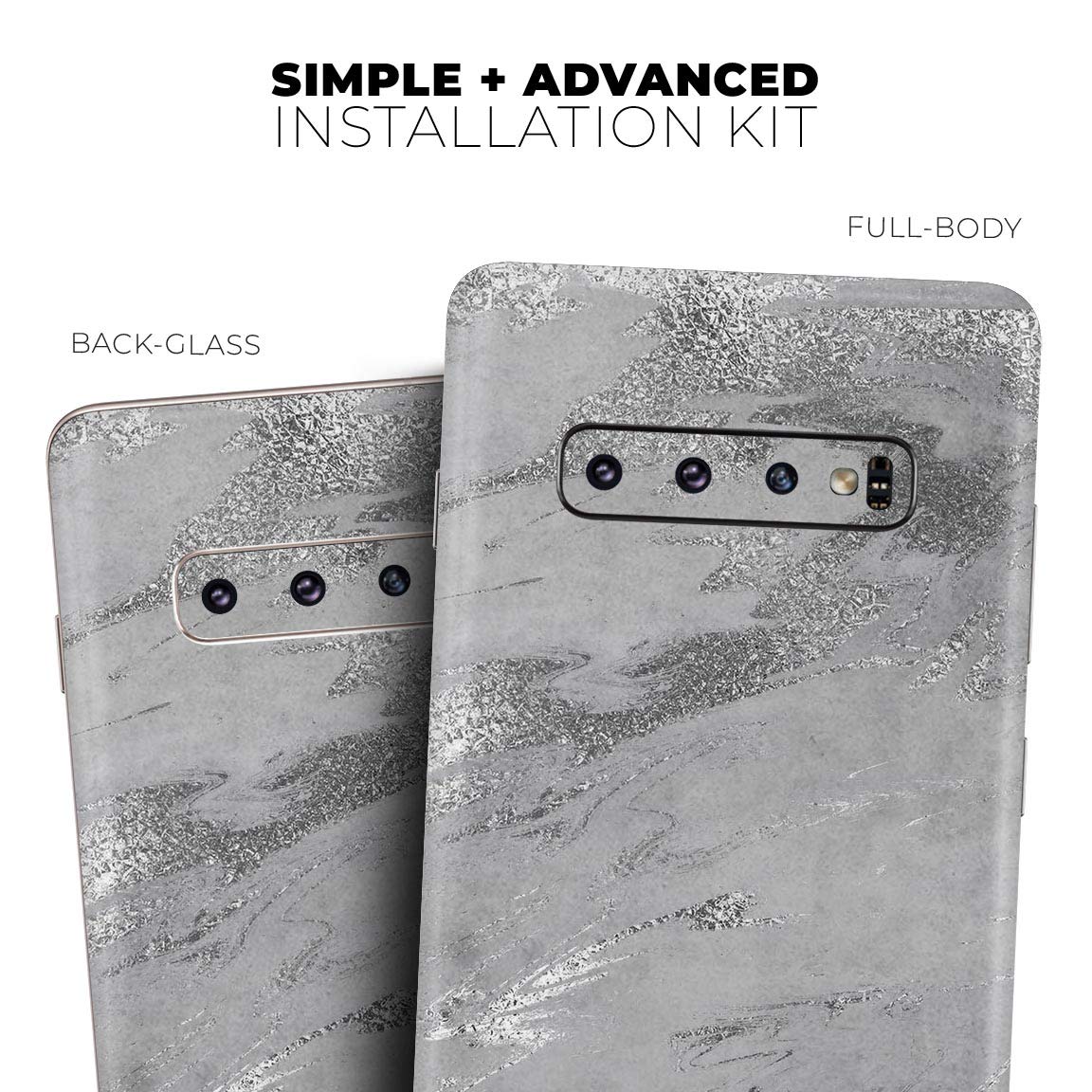 DesignSkinz Dark Silver Marble Swirl V9 Protective Vinyl Decal Wrap Skin Cover Compatible with The Samsung Galaxy S20 (Screen Trim & Back Glass Skin)