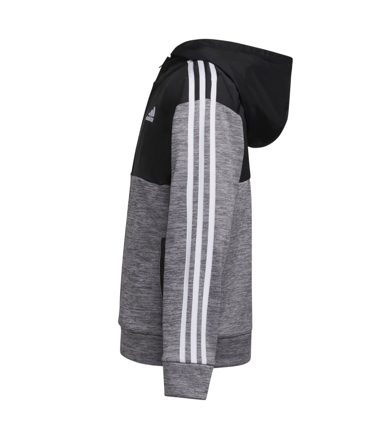 adidas boys Zip Front Indicator Hooded Warm Up Jacket, Mixed Charcoal, 14-16