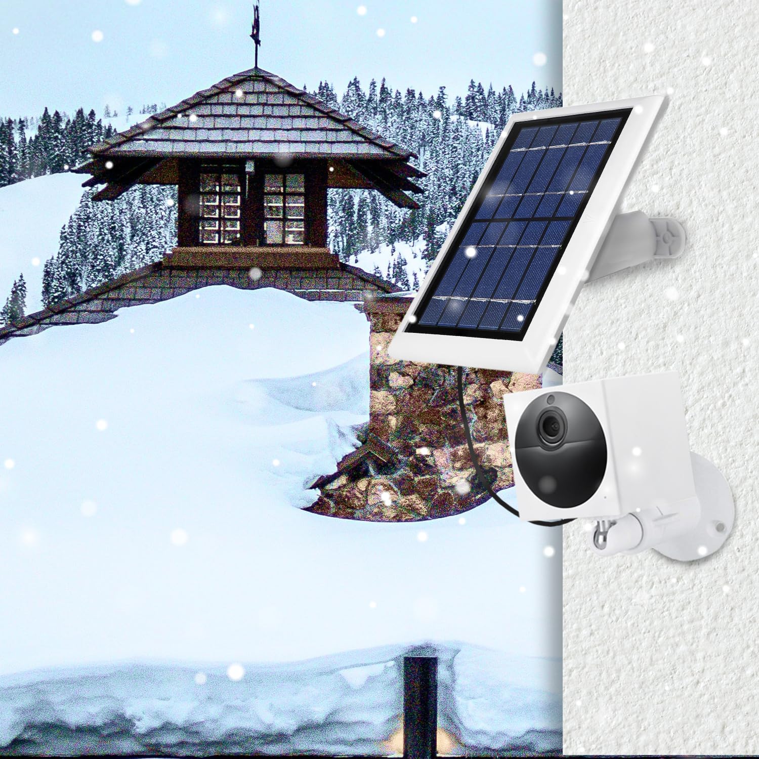 Wasserstein Solar Panel Compatible with Wyze Cam Outdoor - Power Your Surveillance Camera continuously with 2W 5V Charging (2-Pack, White) (Wyze Cam Outdoor NOT Included)