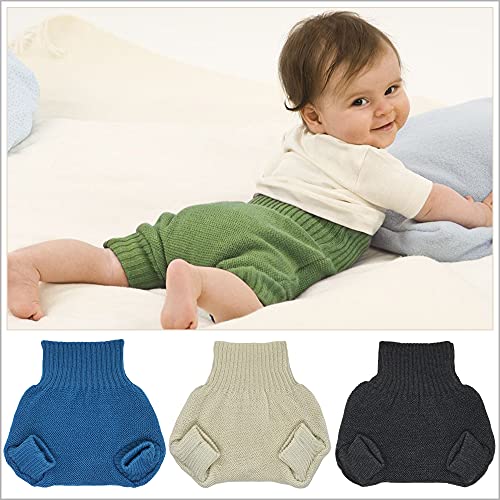 Organic Merino Wool Diaper Cover - Overnight Knit Diaper Cover for Fitted Cloth Diaper (EU86-92, Lagoon)