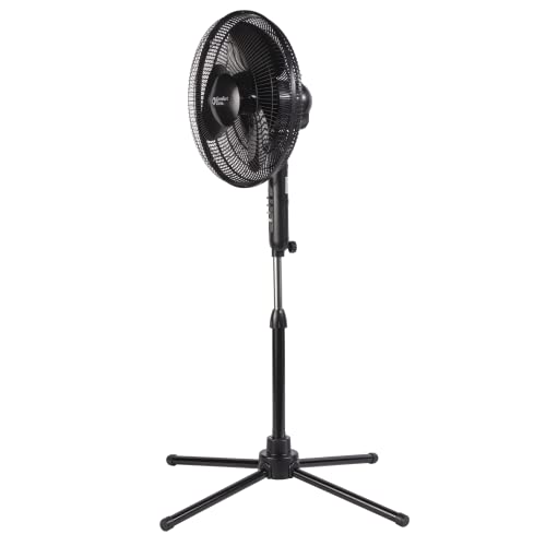 Comfort Zone CZST161BTEBK 16โ Oscillating Pedestal Fan, 3-speed Options, 90-Degree Oscillating Head, Adjustable Height and Tilt, Powerful Air Flow, Black