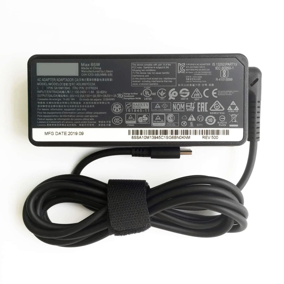 ThinkPad Charger 65W for Lenovo ThinkPad E14 E15 L13 L15 E495 E580 L380 L390 T580 T490 T490S P52S P53S Yoga C740 C930 C940 720 920 Yoga 7 14itl5 15itl5 ADLX65YLC2D ADLX65YCC2A